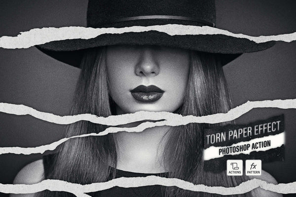 Torn Paper Effect Photoshop Action for Vintage Photos