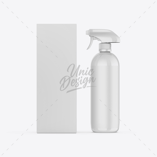 Spray Bottle & Box Mockup - Fully Customizable