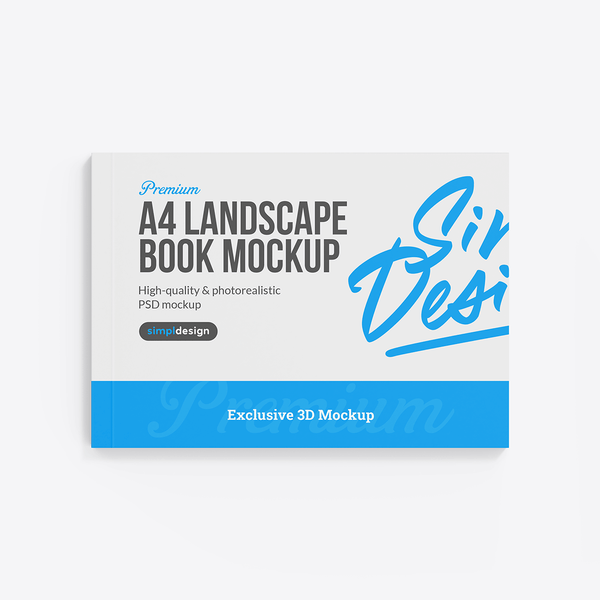 A4 Landscape Book Mockup - Easy Edit & Customizable