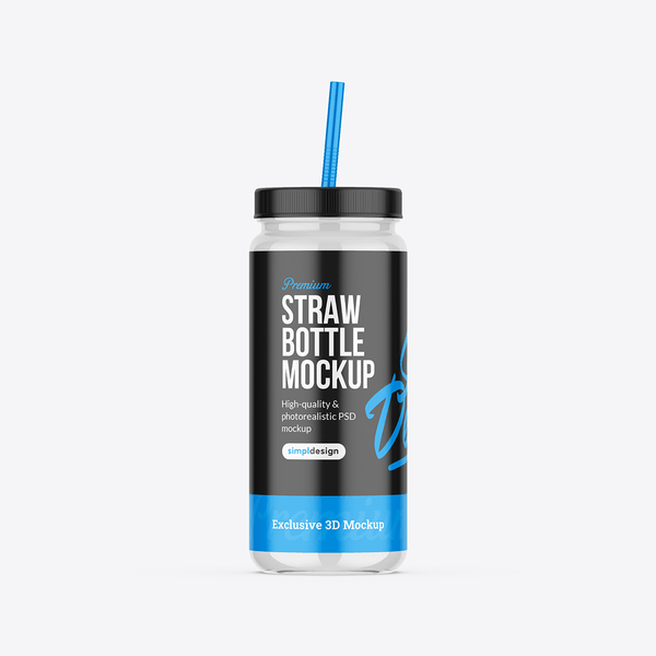 Customizable Straw Bottle Mockup