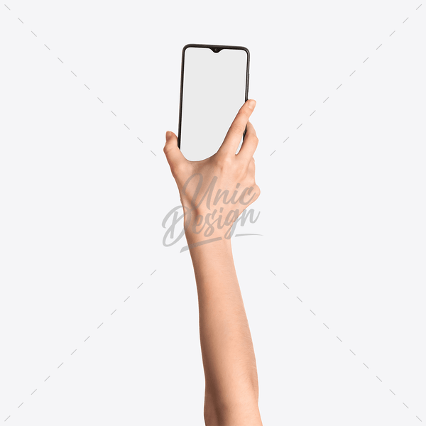 Hand Holding Phone Mockup for App Presentation